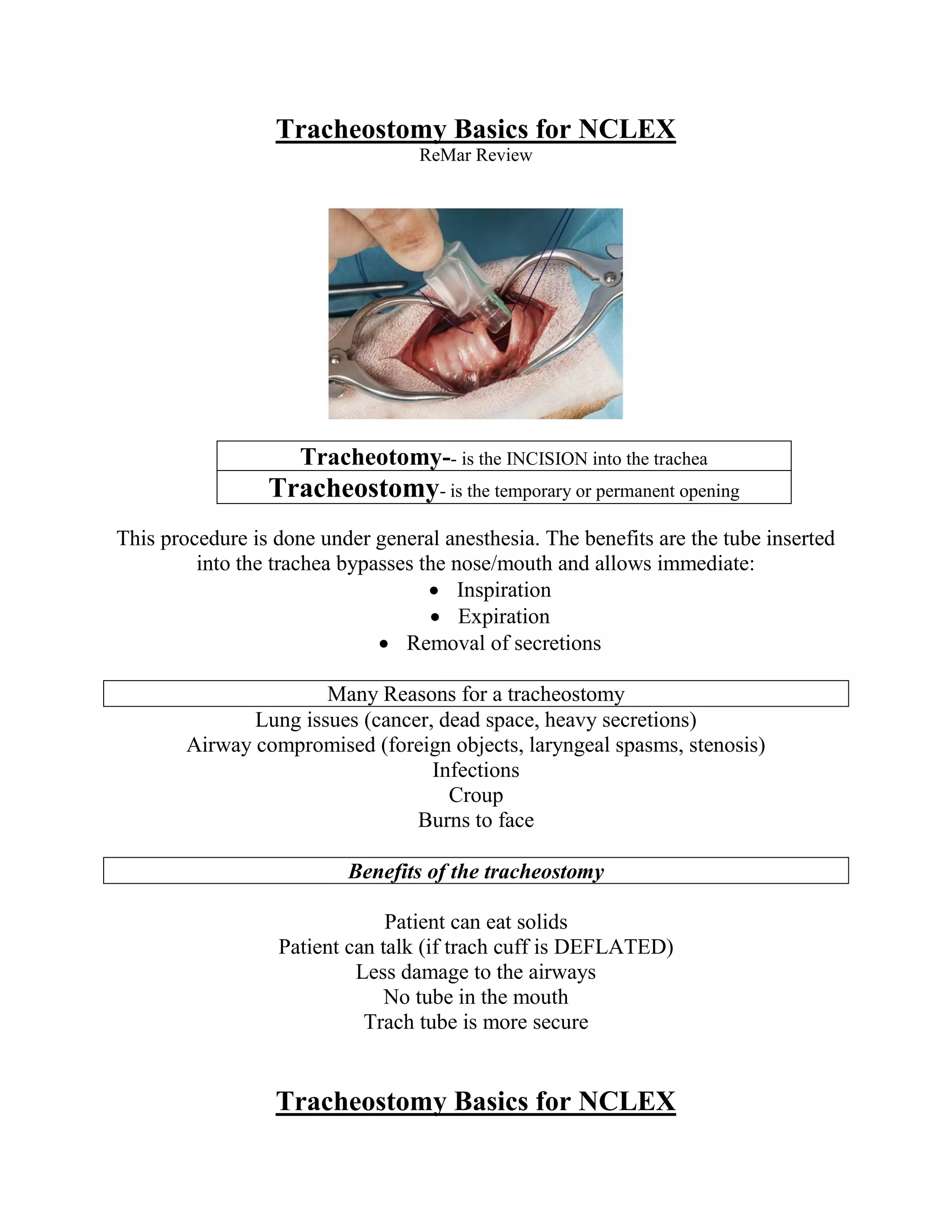 Tracheostomy basics-for-nclex | PDF