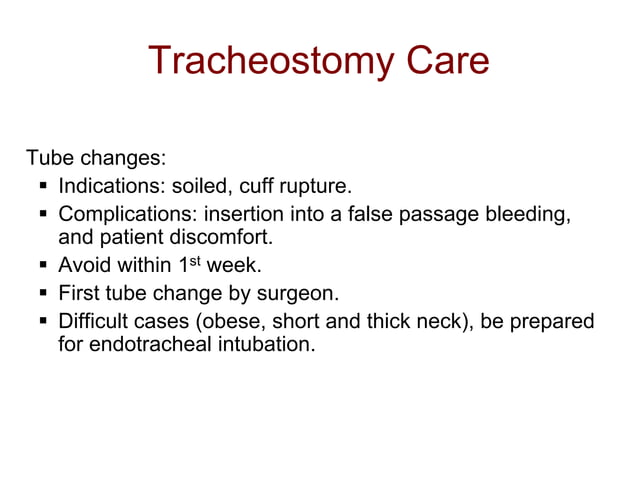Tracheostomy class | PPTX | Ear, Nose and Throat Conditions | Diseases ...