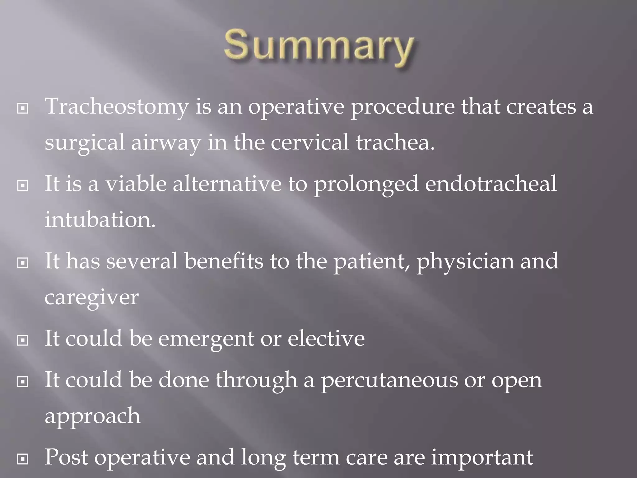 Tracheostomy Final.pptx | Ear, Nose and Throat Conditions | Diseases ...
