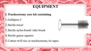 Tracheostomy care plan for nursing study | PPTX | First Aid | Injuries