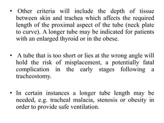 Tracheostomy tubes by Dr.Ashwin Menon | PPTX