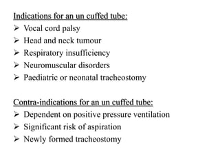 Tracheostomy tubes by Dr.Ashwin Menon | PPTX