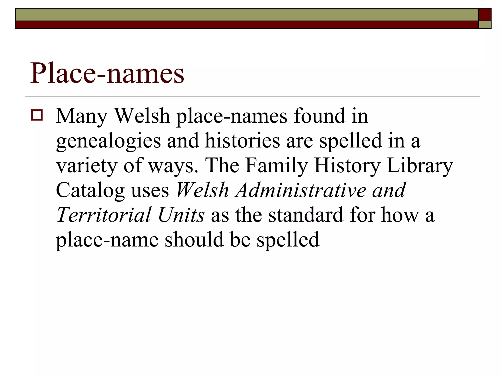 Tracing Your Welsh Ancestors | PPT