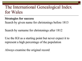 An Overview Of The International Genealogical Index – IAHPB