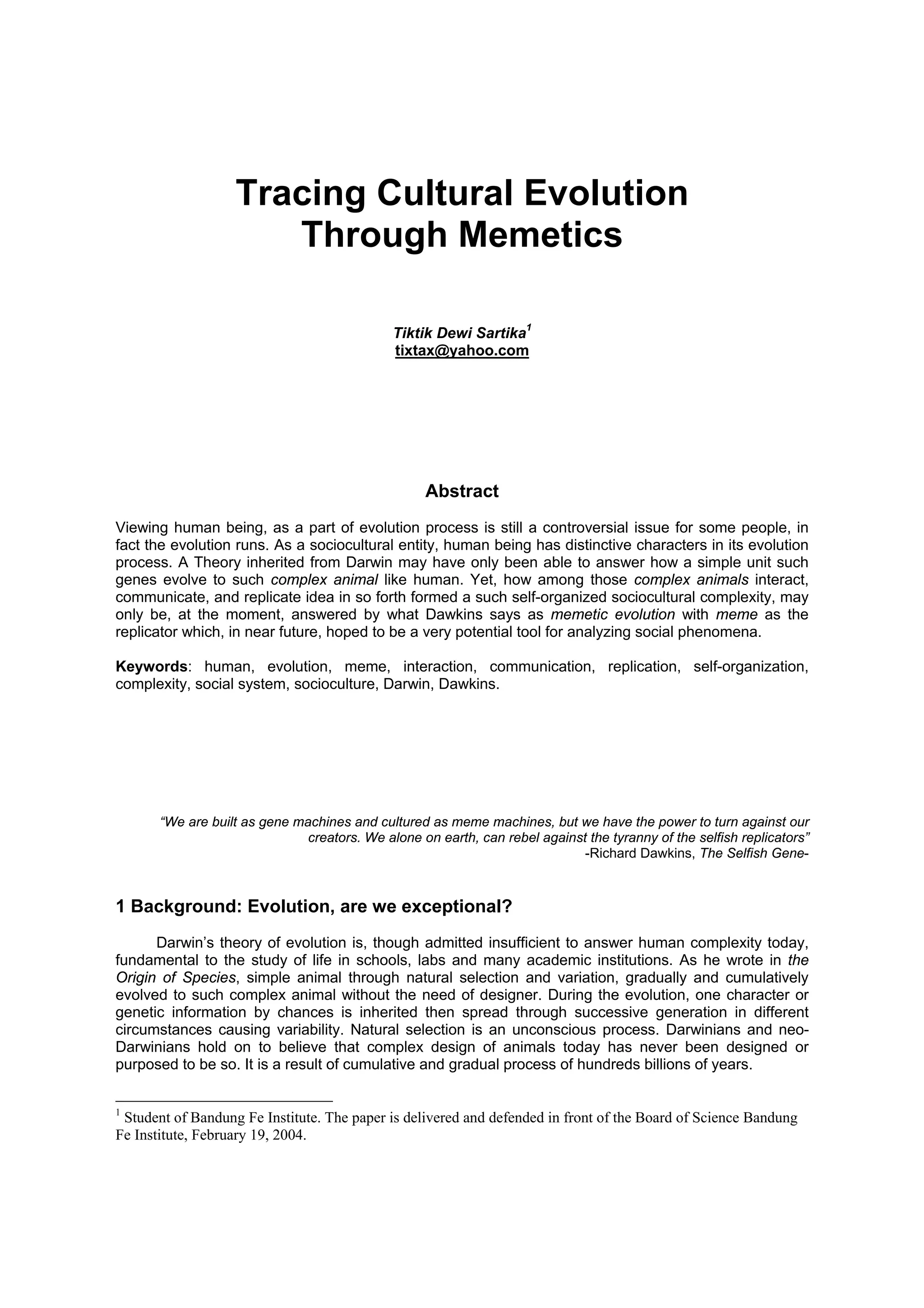 Tracing culturel evolution_through_memetics | PDF