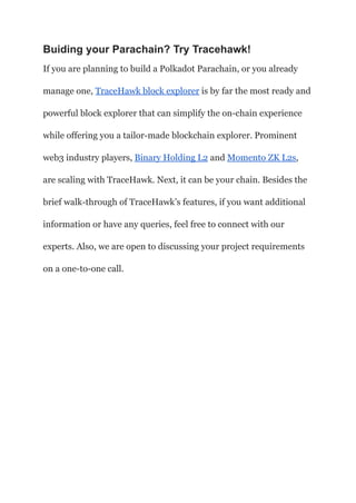 Tracing Polkadot Parachains with TraceHawk: The Next-Gen Block Explorer ...