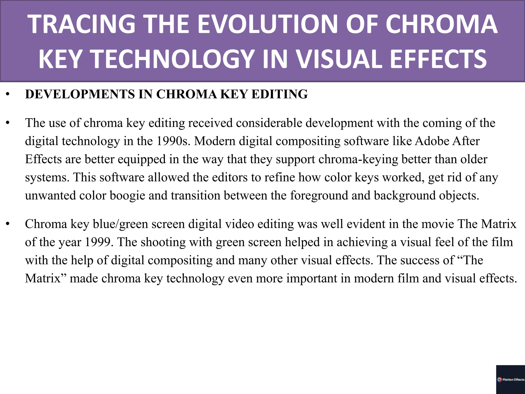 TRACING THE EVOLUTION OF CHROMA KEY TECHNOLOGY IN VISUAL EFFECTS.pptx