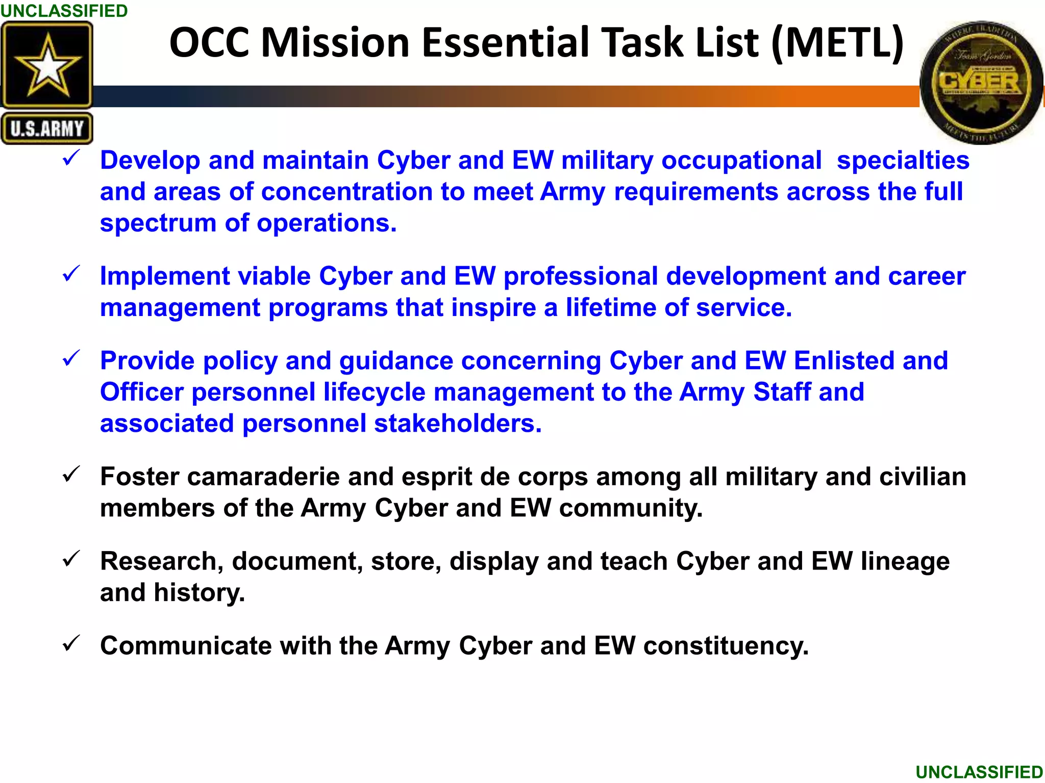 Office Chief of Cyber Personnel Presentation: TechNet Augusta 2015 | PPTX