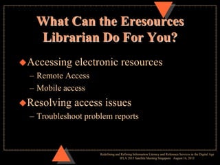 Ballard- The electronic resources librarian's role in helping library ...
