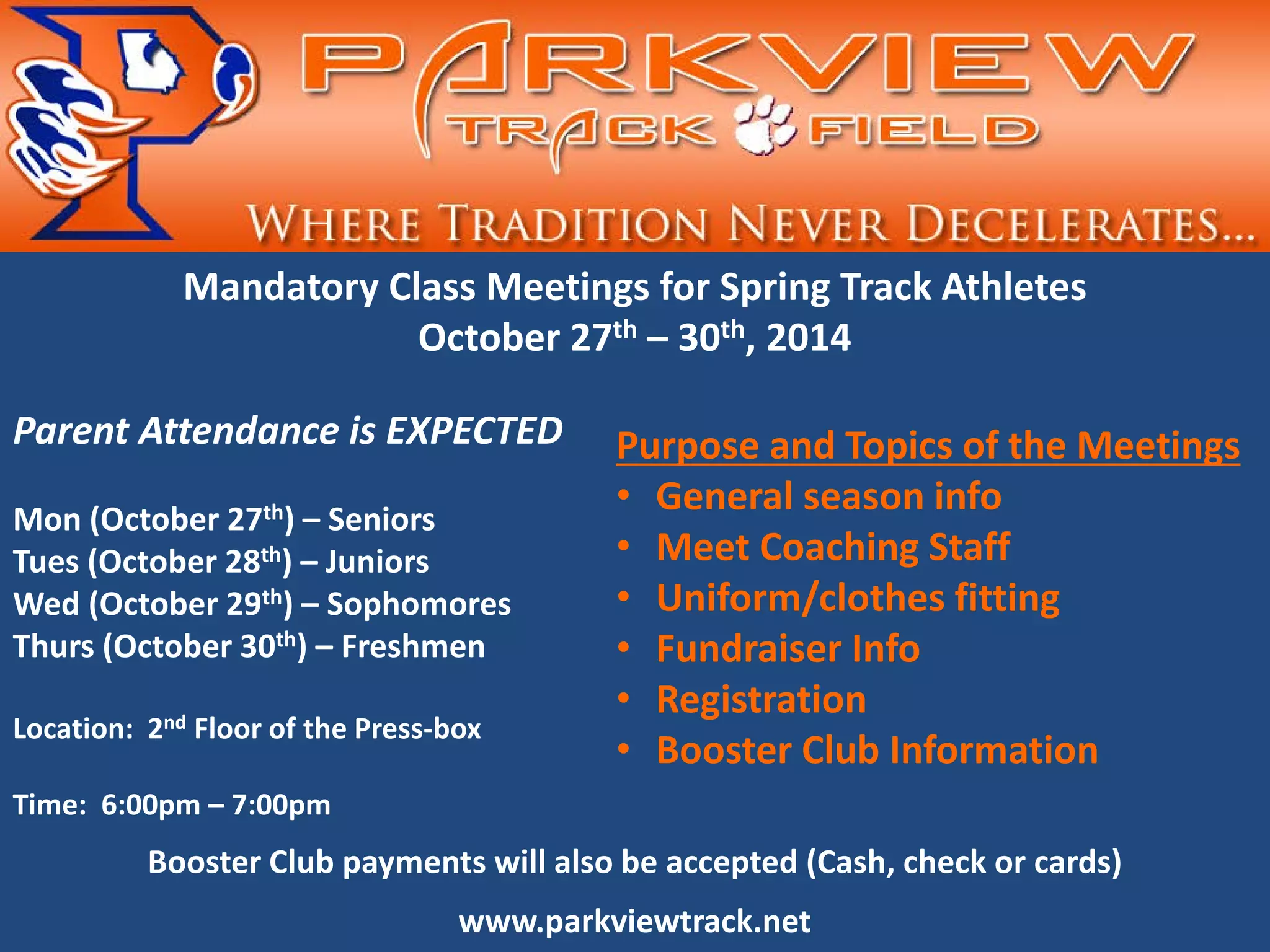 2014-2015 Track and field meetings annoucement | PDF