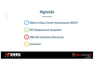 Data Centre Interconnect (DCI) with X86’s DCI Solution by Raja Akmal, X86 Network | PPT