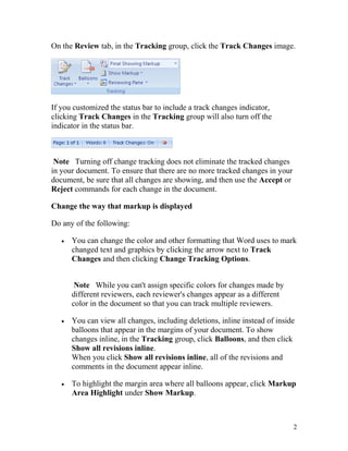 Track changes 2007 | DOC | Resume Writing and Advice | Job Search