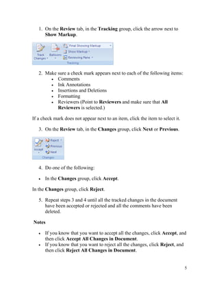 Track changes 2007 | DOC | Resume Writing and Advice | Job Search