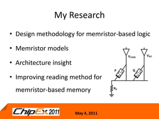Track e memristors- shahar kvatinsky | PPTX | Physics | Science