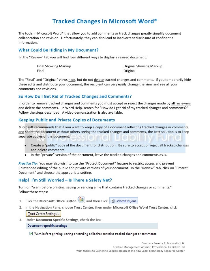 Tracked Changes In Microsoft Word