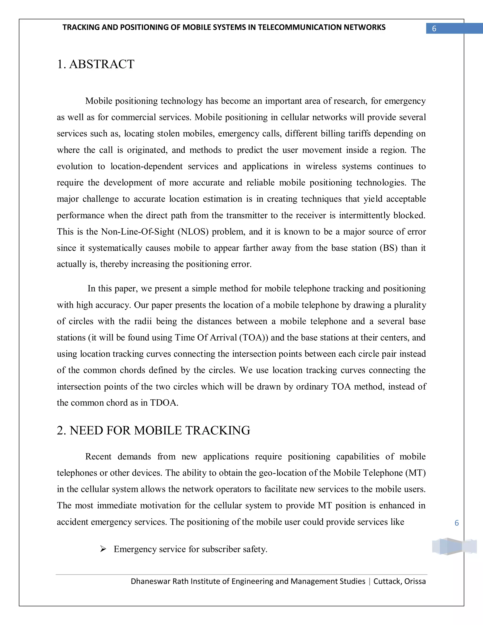 Tracking And Positioning Of Mobile Systems In Telecommunication Networks Pdf