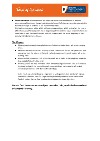 Understanding the Term "Tracking Error" and its Significance | PDF