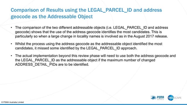 Tracking of changes to GNAF (Aug 2018) | PPT