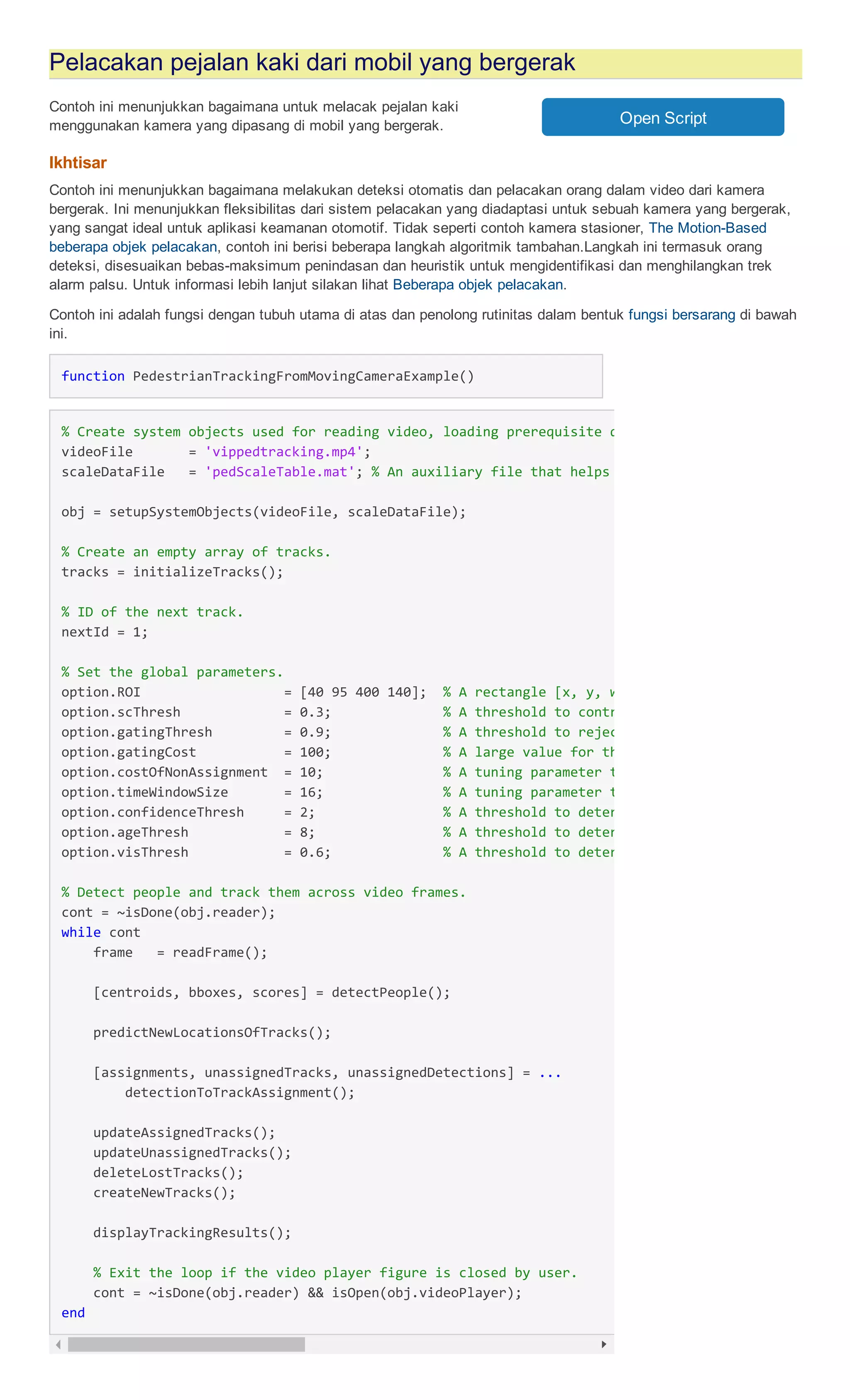 Tracking pedestrians from a moving car matlab & simulink example hg | PDF