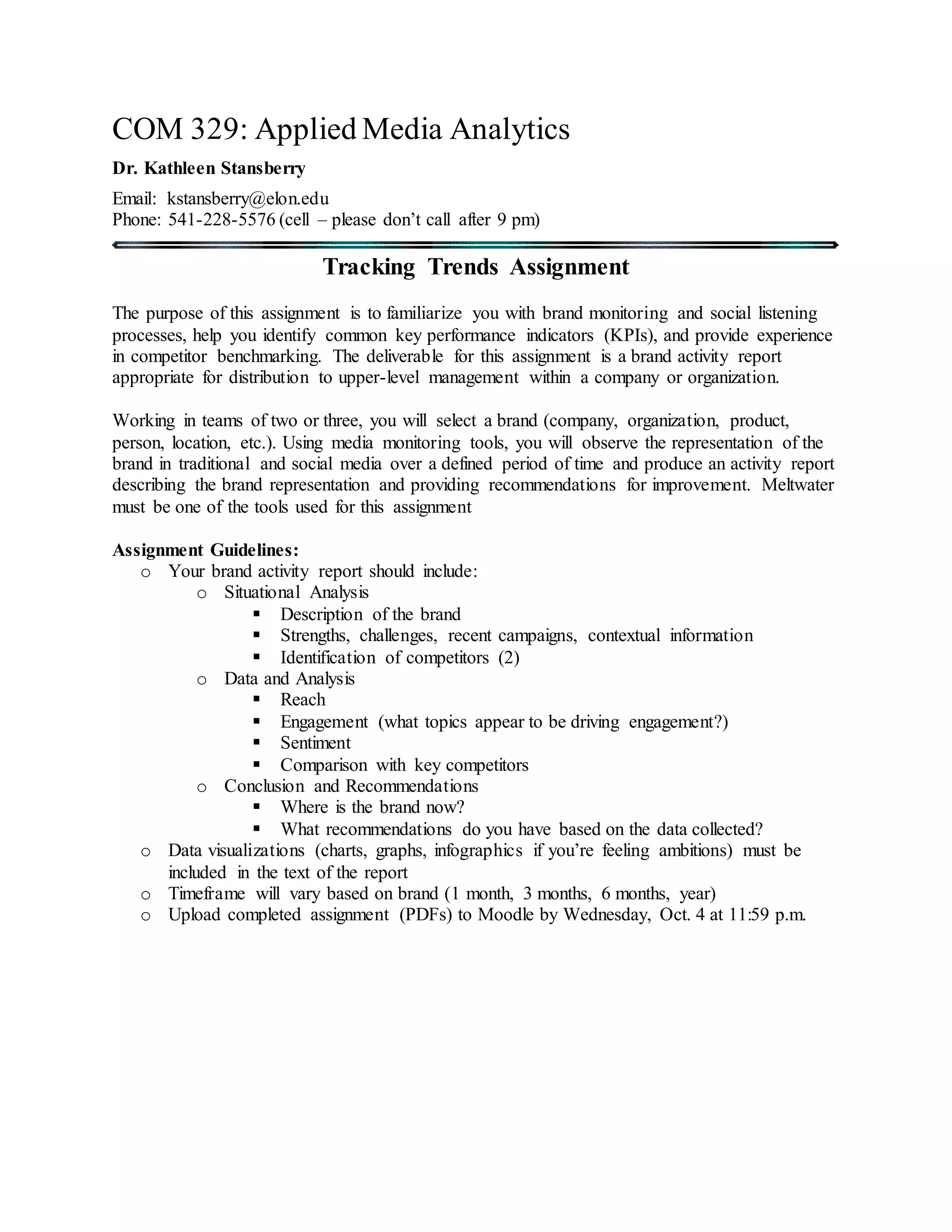 Tracking Trends Assignment and Grading Rubric | DOCX