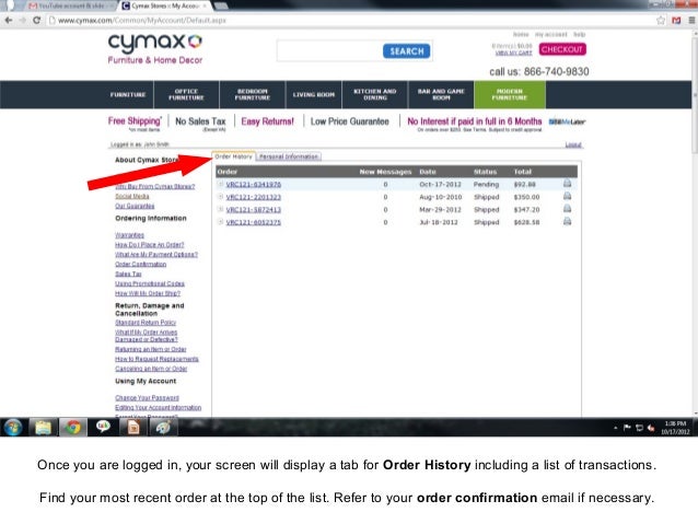 Tracking your cymax order