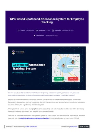 GPS-Based Geofenced Attendance System for Employee Tracking | PDF