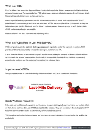What is the Importance of ePOD in Last-Mile Delivery? | PDF