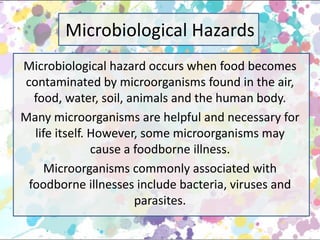 Culinary: FOOD AND SAFETY HAZARD: SAFE FOOD HANDLING | PPTX