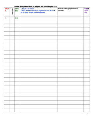 Track timing sheet template | DOC