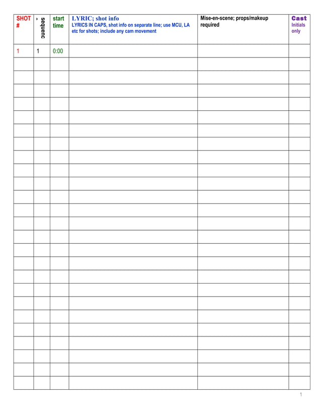 Track timing sheet template | DOC