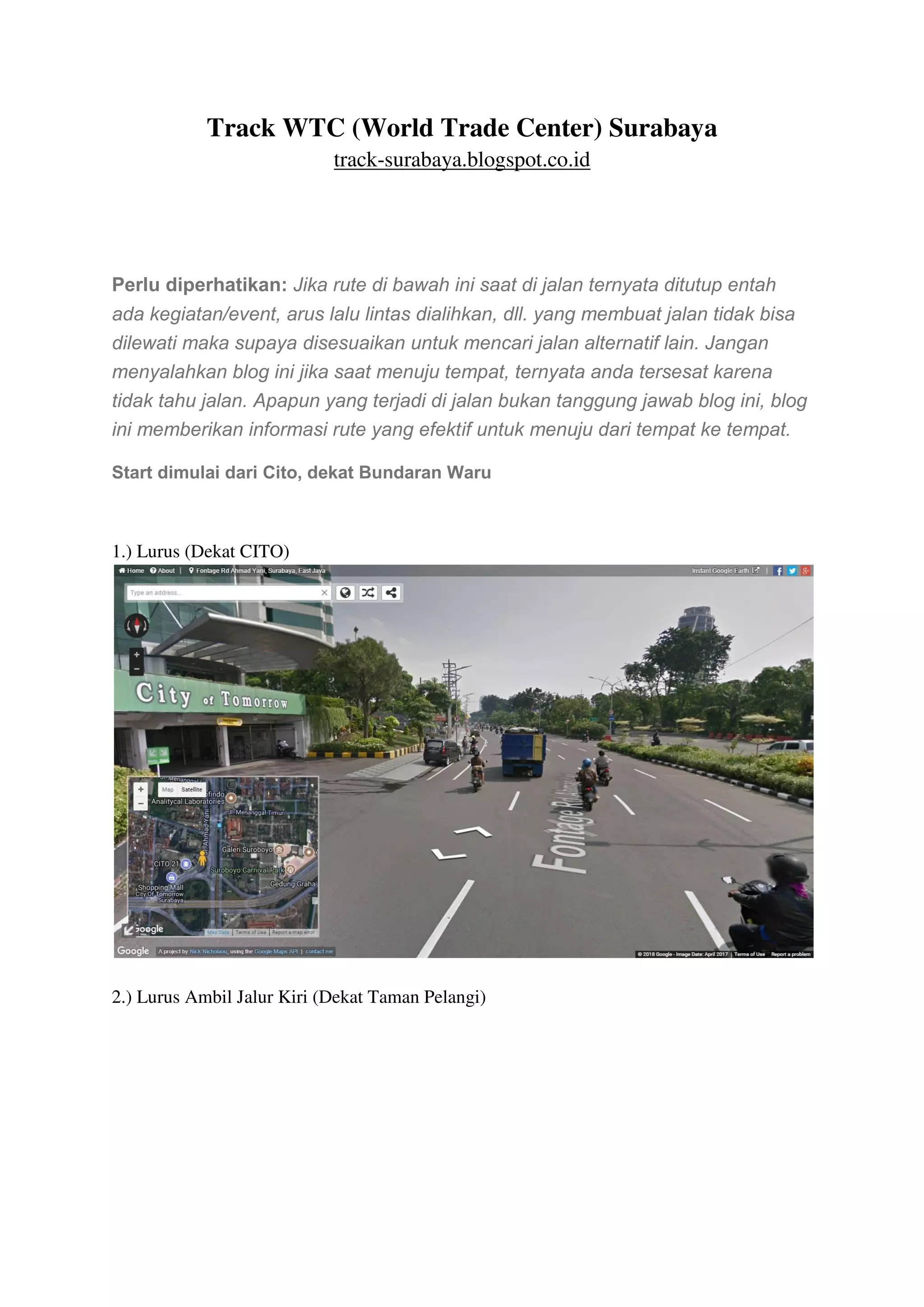 Track WTC (World Trade Center) Surabaya | PDF