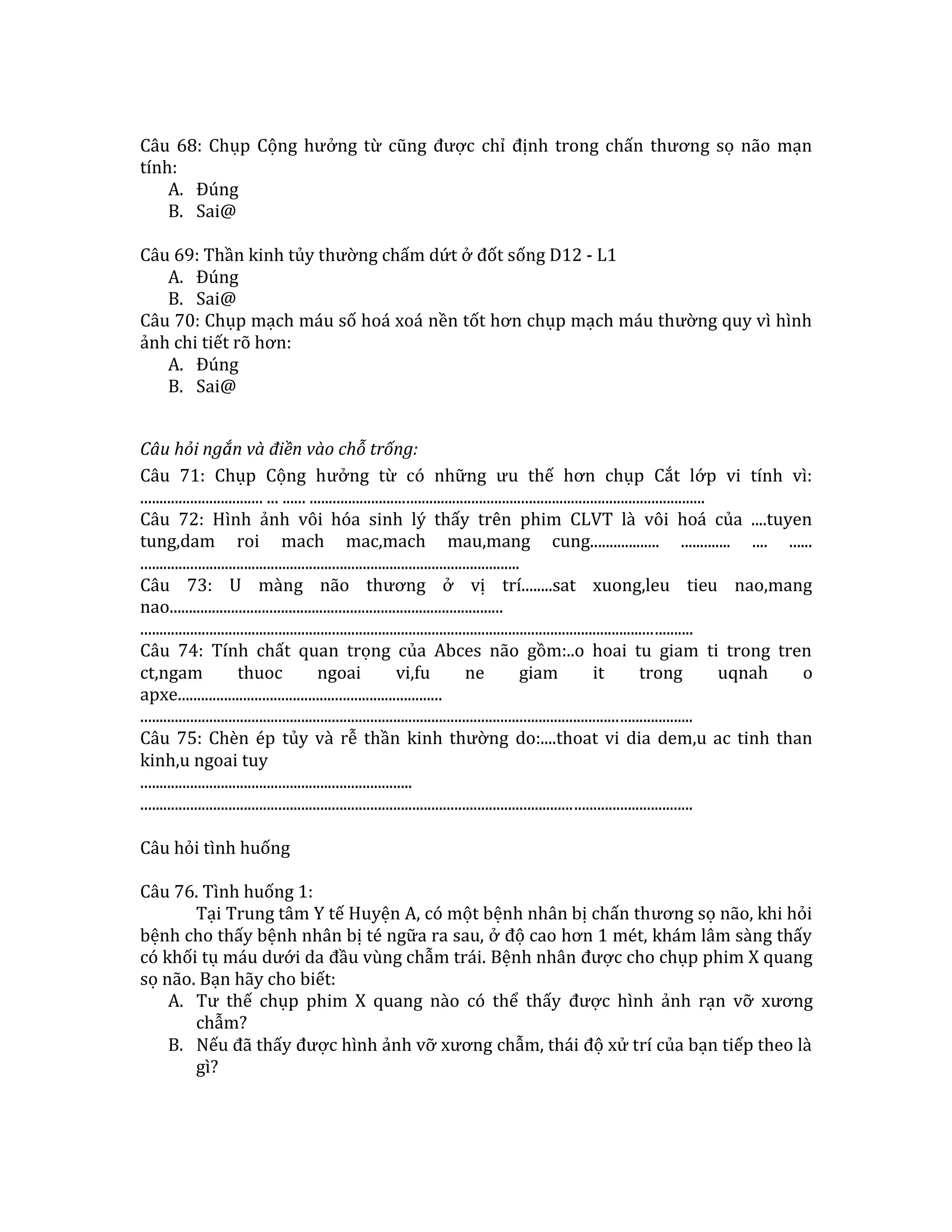 Trac nghiem chan doan hinh anh ( tong hop ) | PDF