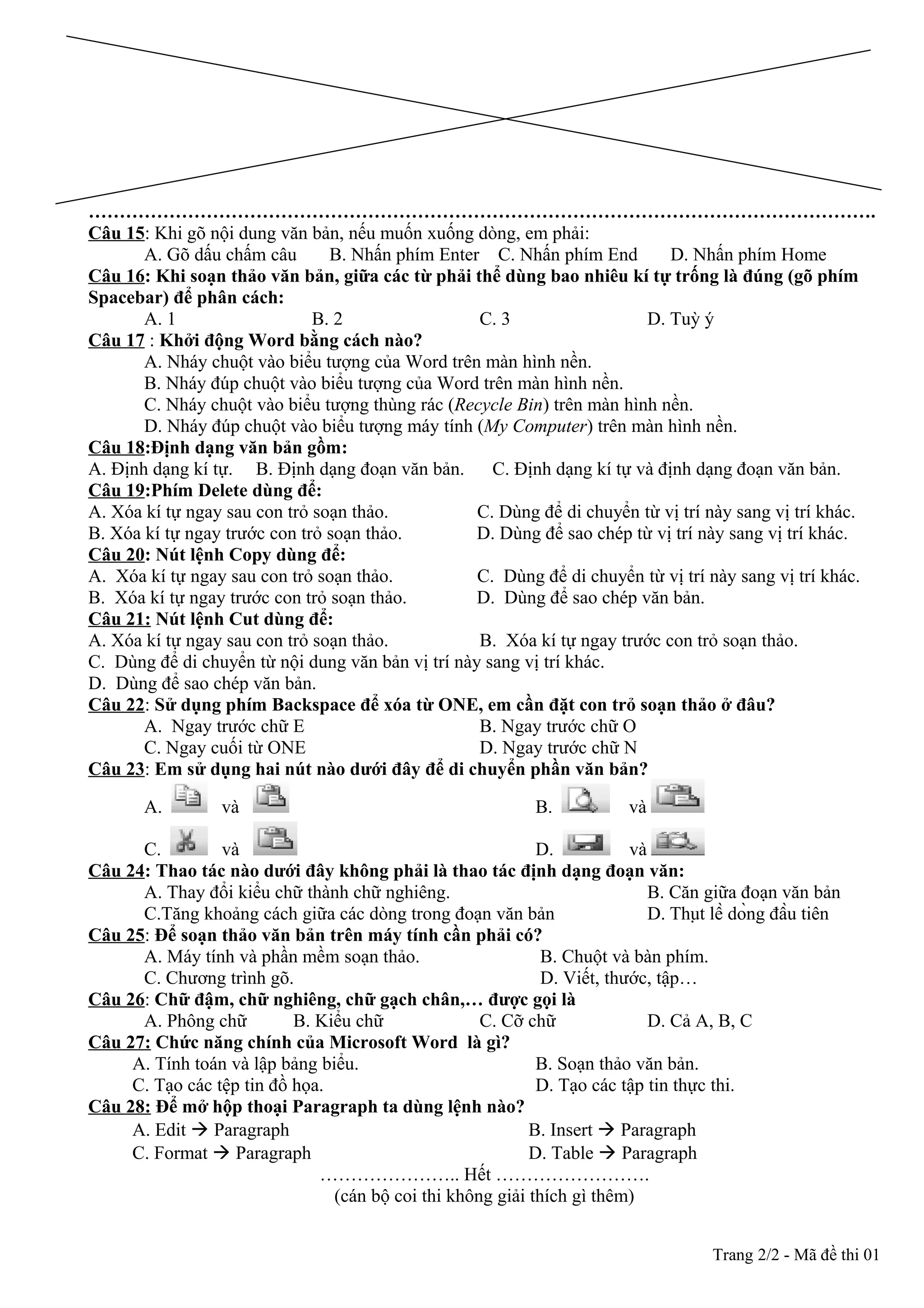 Trac nghiem de 1 | DOC