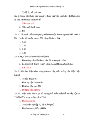 Trac nghiem LY THUYET TAI CHINH TIEN TE | PDF