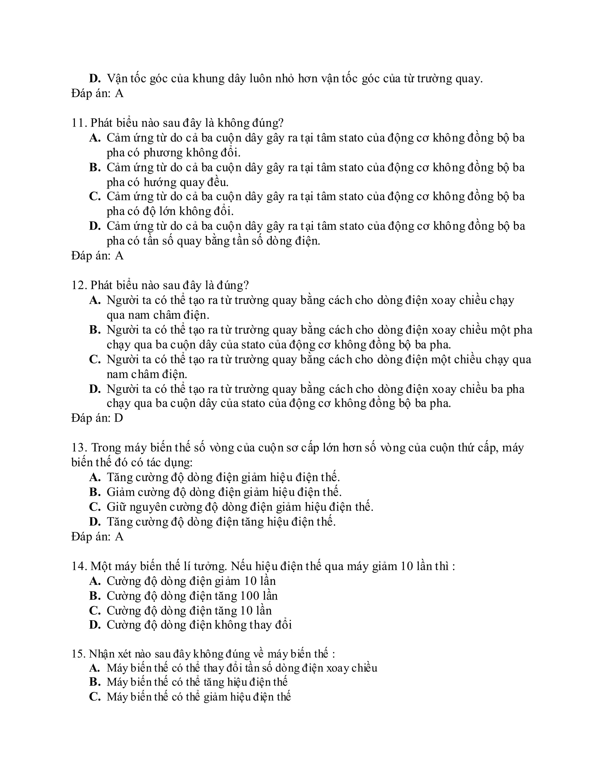 Trac nghiem may dien | PDF