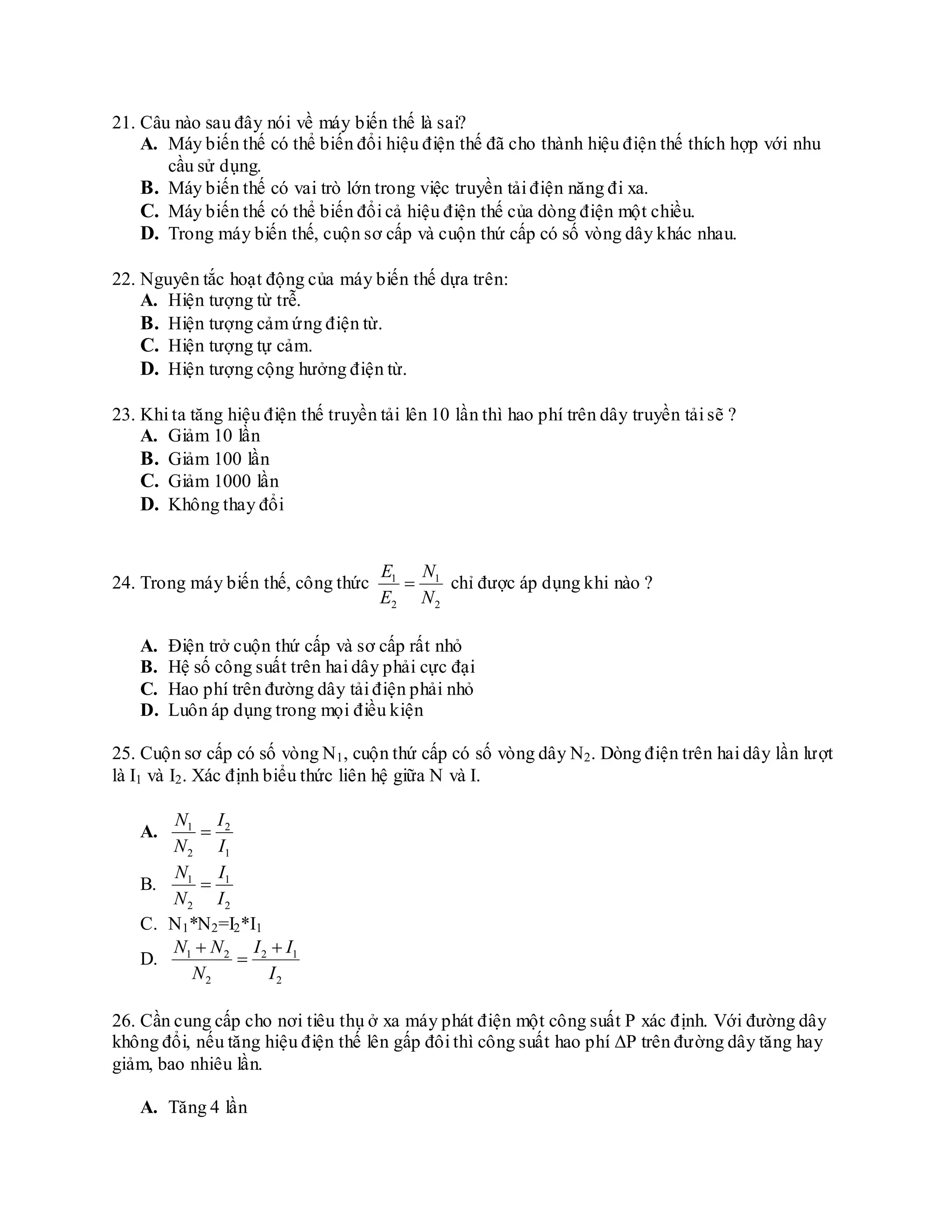 Trac nghiem may dien | PDF | Free Download