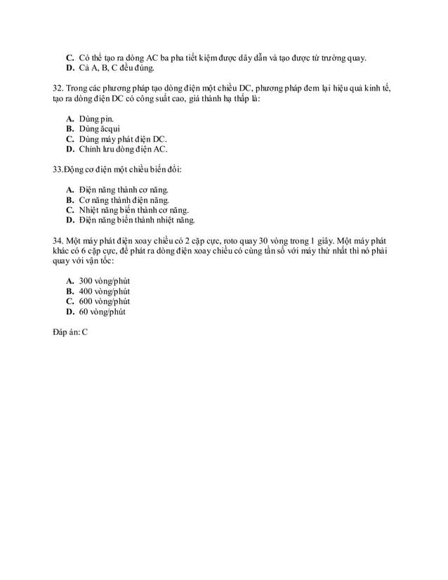 Trac nghiem may dien | PDF | Free Download