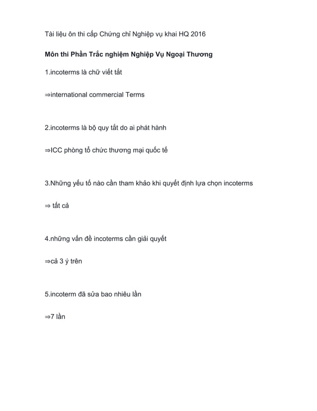 TRẮC NGHIỆM NGHIỆP VỤ NGOẠI THƯƠNG | PDF