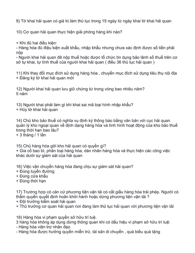 TRẮC NGHIỆM PHÁP LUẬT HẢI QUAN | PDF