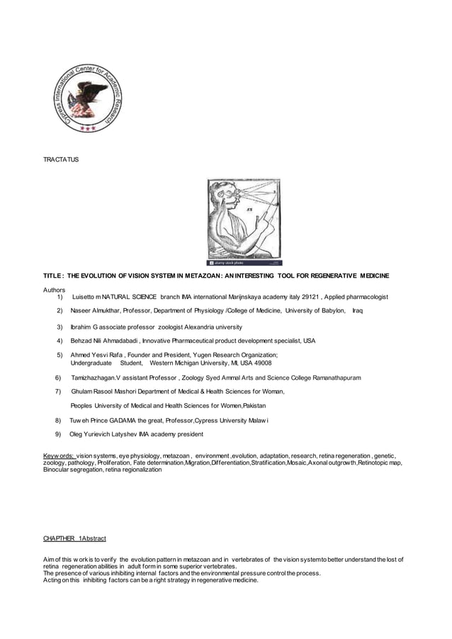 Tractatus vision system evolution in metazoan-RESEARCHGATE luisetto m ...