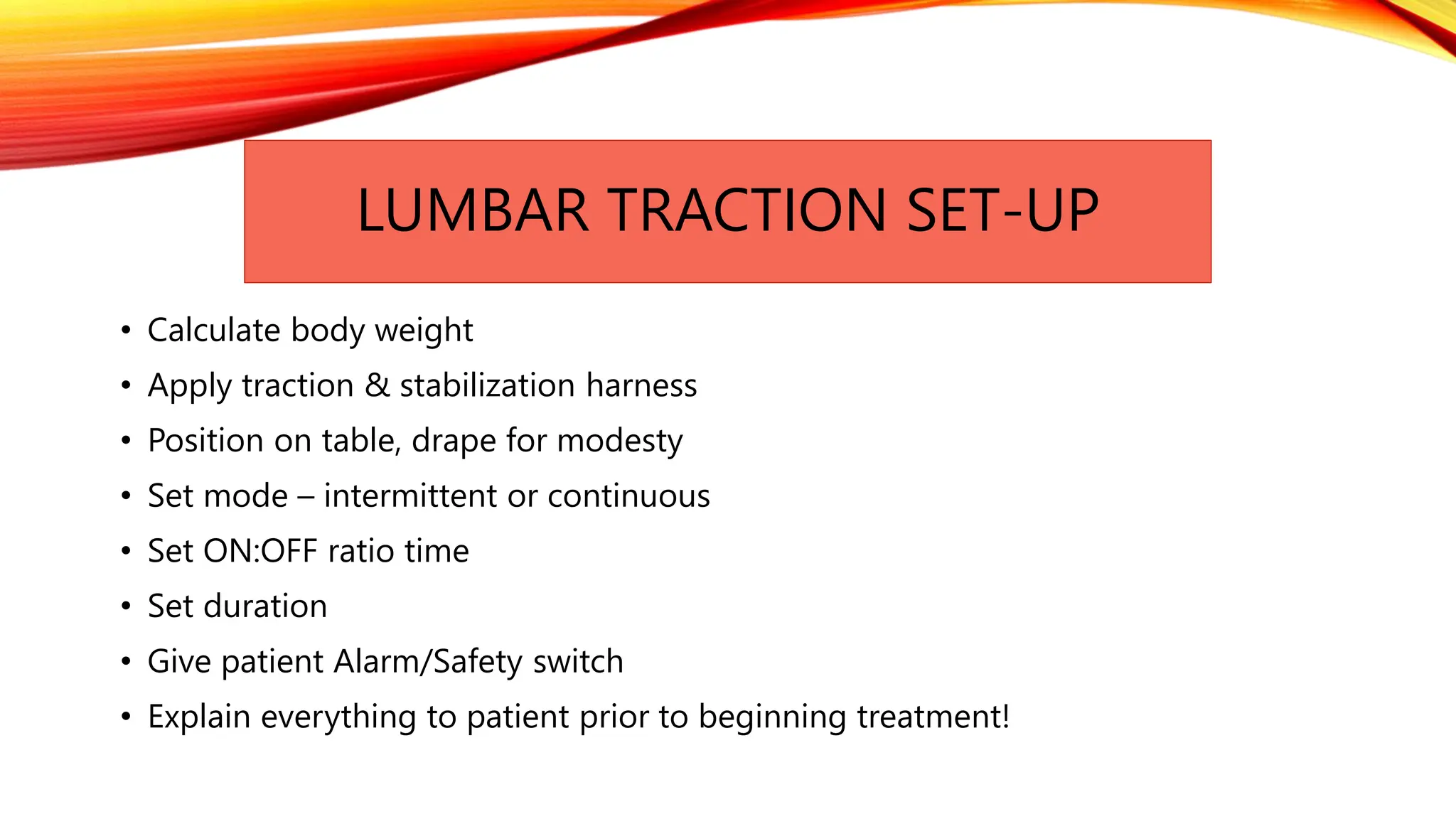 TRACTION includes lumbar and cervical traction | PPTX