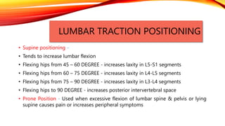 TRACTION includes lumbar and cervical traction | PPTX