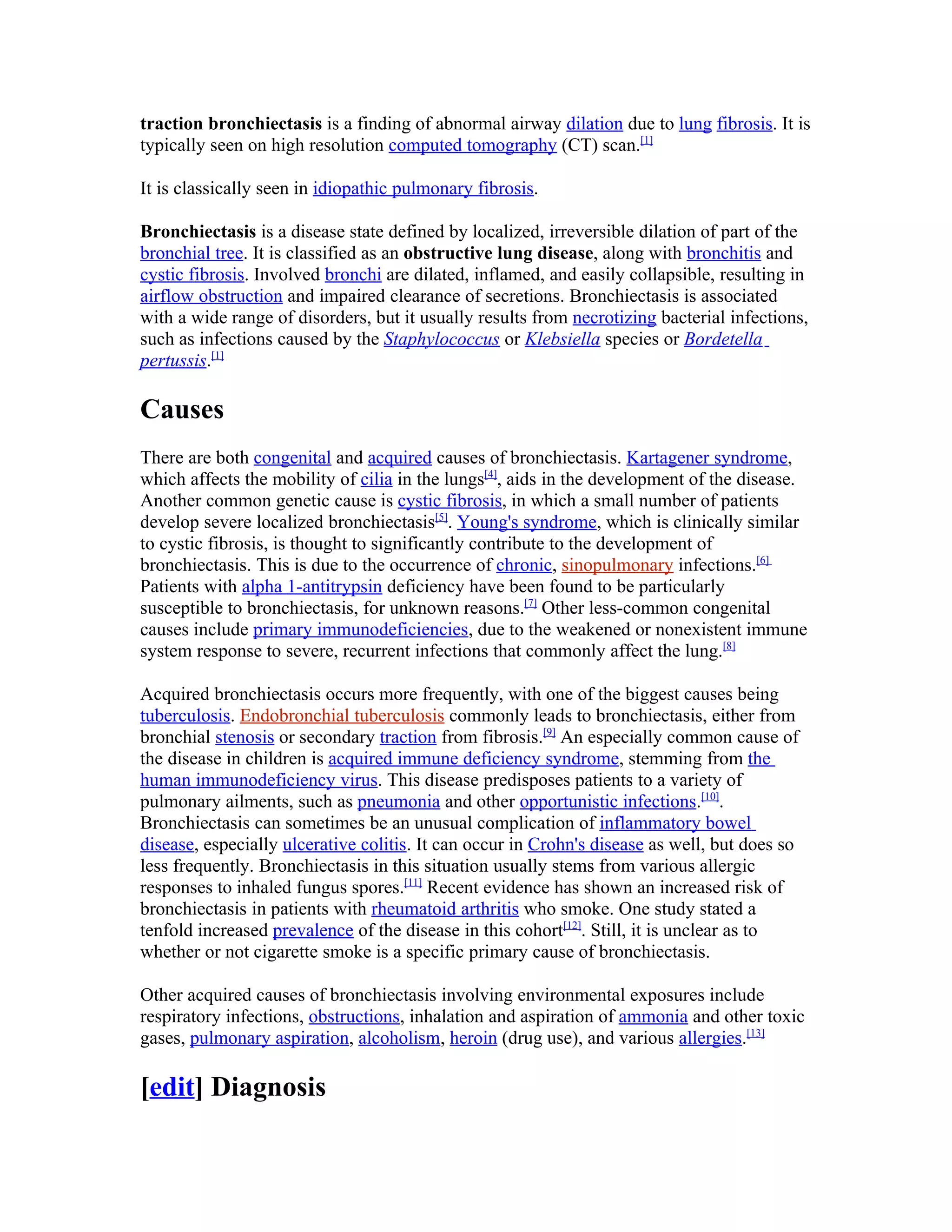 Traction Bronchiectasis Bronchiectasis Notes Pdf