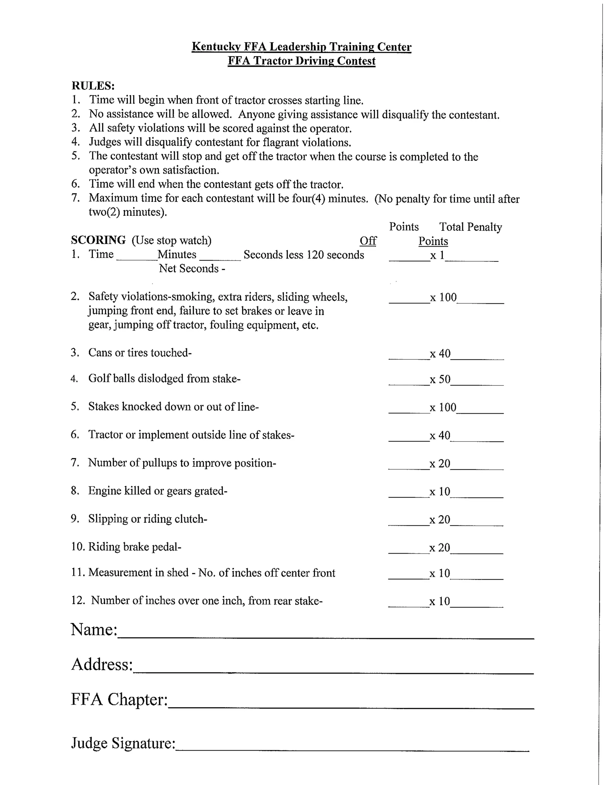 Tractor driving-contest-score-sheet | PDF