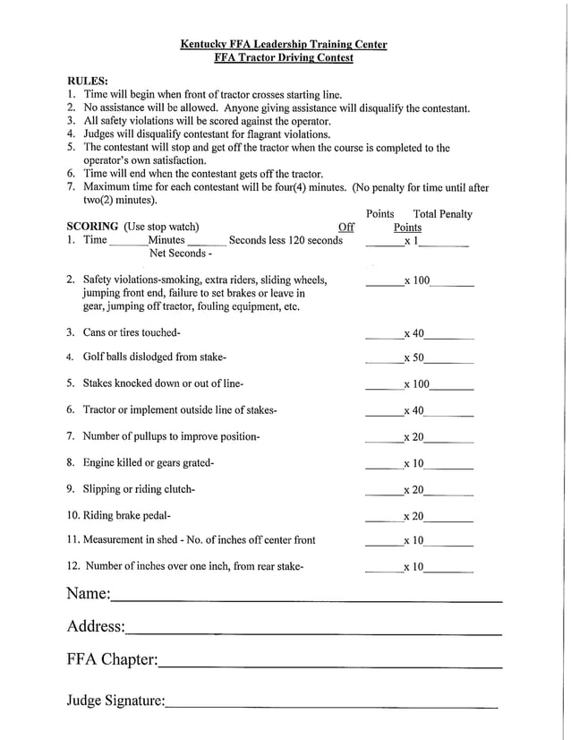 Tractor driving-contest-score-sheet | PDF