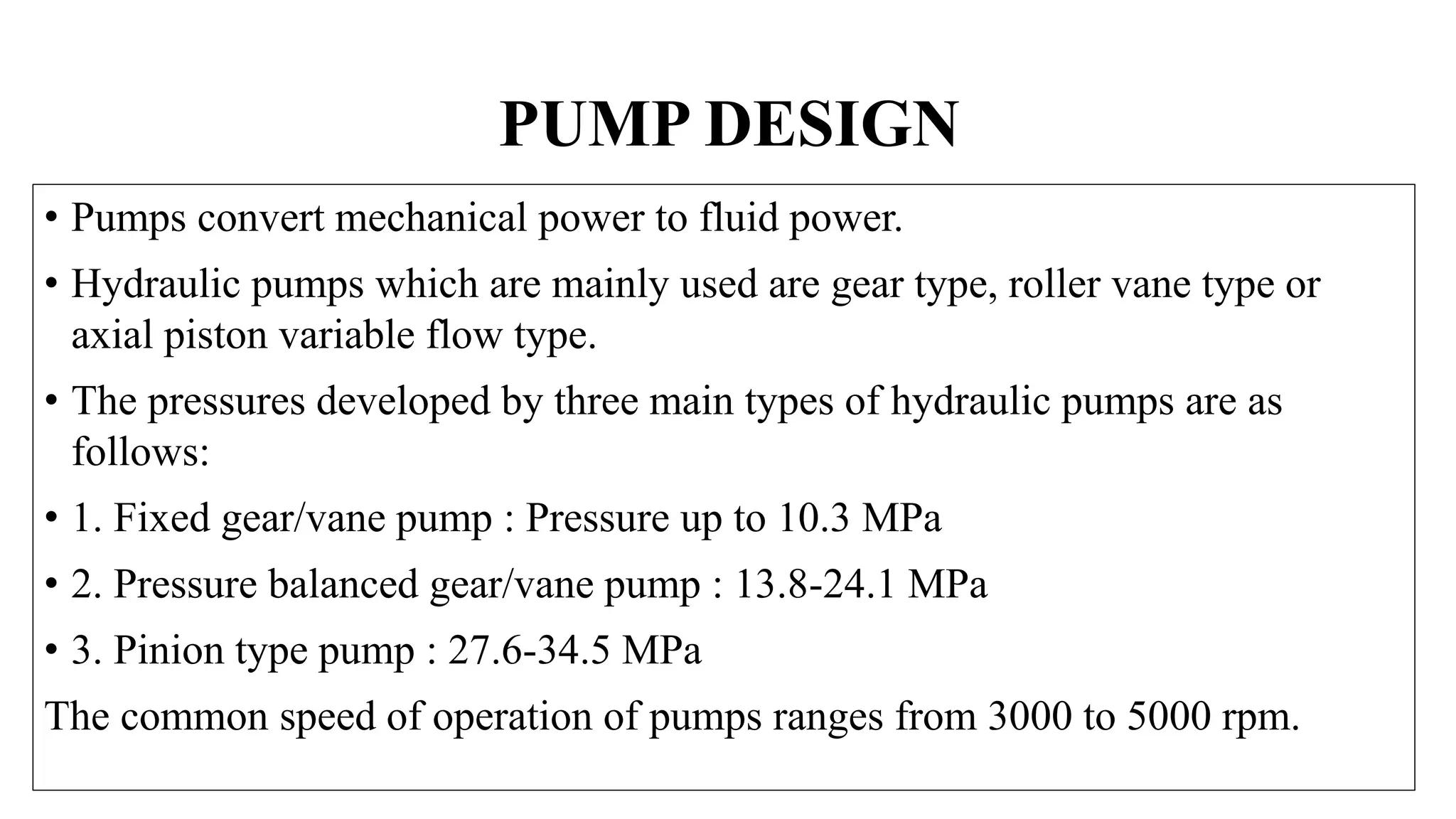 hydraulic pumps design and selection presentation | PPTX