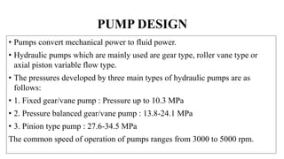 hydraulic pumps design and selection presentation | PPTX