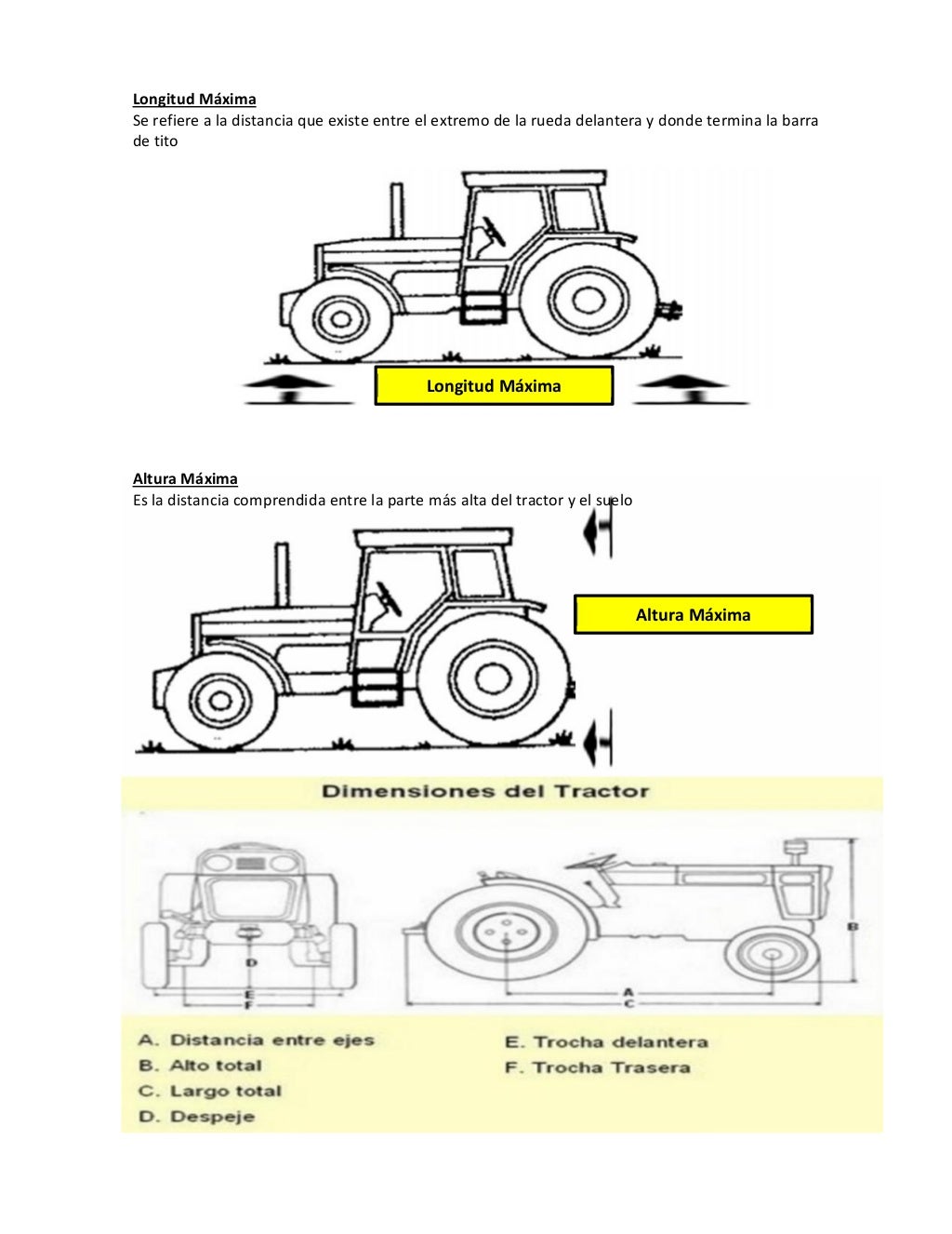 Tractor agrícola (Dimensiones)