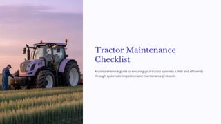 Tractor Maintenance Checklist with eAuditor Audits & Inspections | PDF