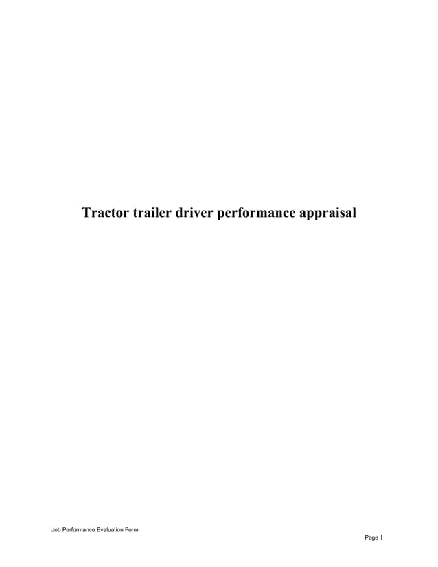 Tractor trailer driver performance appraisal | DOC | Resume Writing and ...